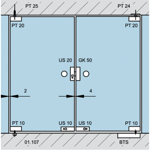 Top Pivot Dormakaba Mundus PT24 with 3mm fixing plate