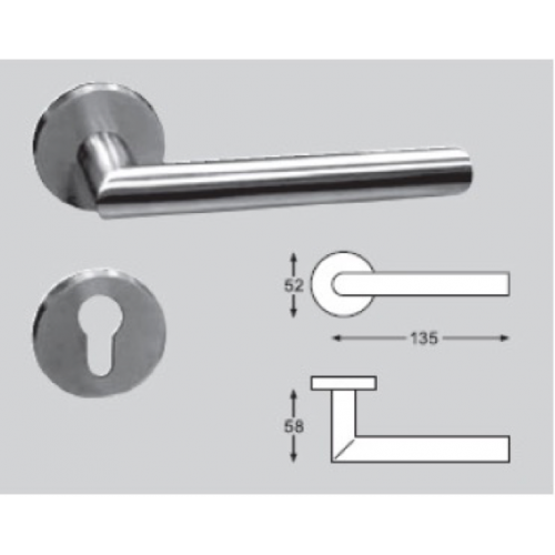 Hollow Stainless Steel Lever Handle Dormakaba TH 123 - c/w Roses and ...