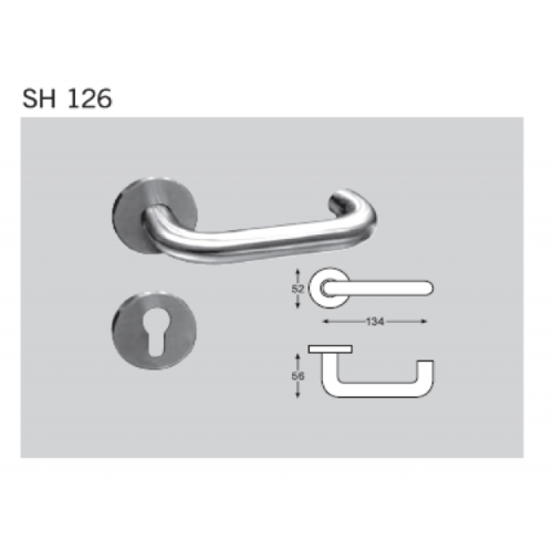 Solid Lever Handle Dormakaba SH 126 c/w Roses and Escutcheons in SS ...